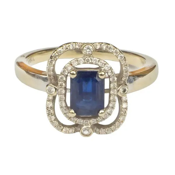 SIMON KEMP JEWELLERS Art Deco Fourteen Carat White Gold Sapphire And Diamond Ring - Blue