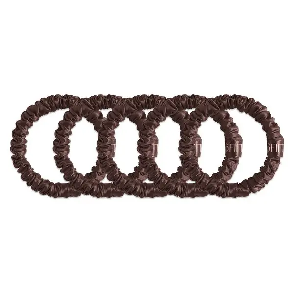6FIFTYTWO® Pure Mulberry Slim Silk Scrunchies Chocolate - Brown