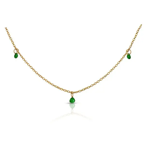 EVER JEWELLERY Gold / Green Off Duty Emerald Gold Waterproof Choker Necklace - Gold/green