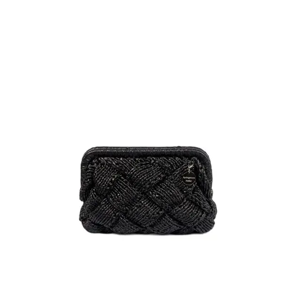 SPRINGMOONATELIER Puzzle Luxury Metallic Crochet Handbag - Black