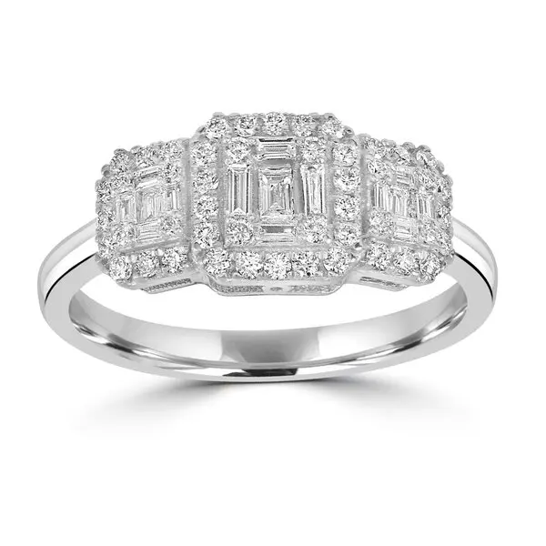 ARTISAN Diamond Three-cluster Ring In 18k Gold - White