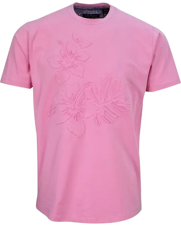 LORDS OF HARLECH Carson Embossed Floral Tee - Pink