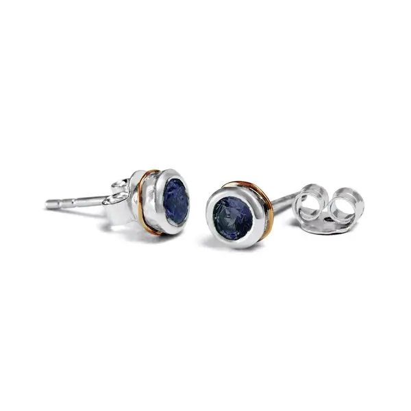 ISLA SILVER Blue / Silver Handmade Sterling Silver Sapphire Stud Earrings - Blue/silver