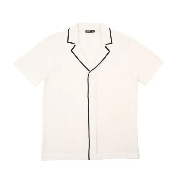 EIGHT X Essential Crochet Button Up Shirt - White