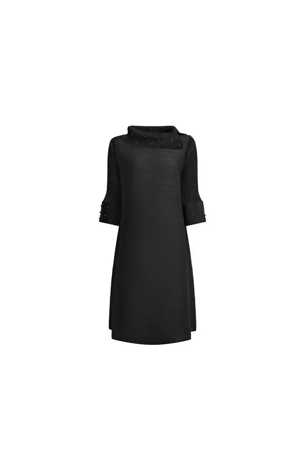 JAMES LAKELAND Charcoal Embellished Pleat Dress - Grey