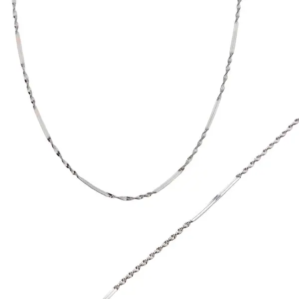 SPERO LONDON Half Twisted Sterling Chain Necklace And Bracelet Set - Silver