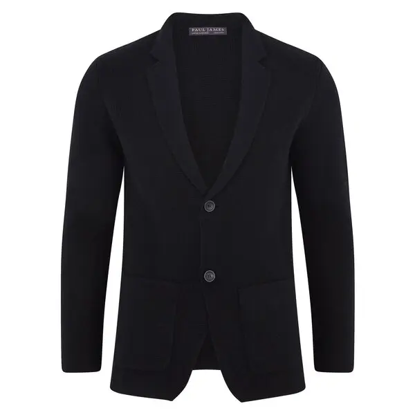 PAUL JAMES KNITWEAR Midweight Lambswool Benedict Knitted Blazer