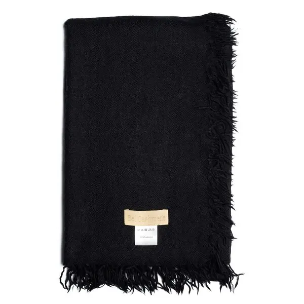 BEL CASHMERE Cashmere Foulard With Fringes - Black