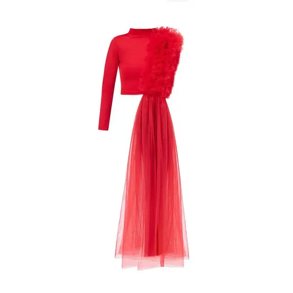 LIA ARAM Deconstructed Maillot Top - Red