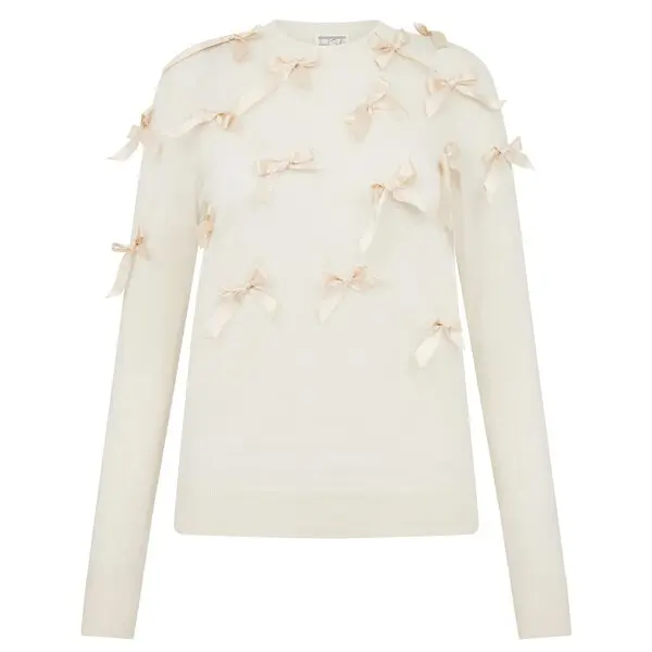 LISA THE LABEL Bow Belle Sweater In With Bows - White