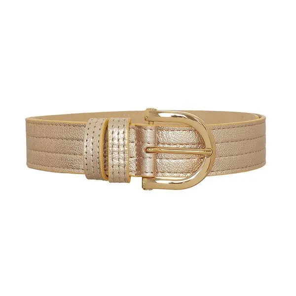 BELTBE Arch Metal Buckle Leather Belt Metallic - Gold