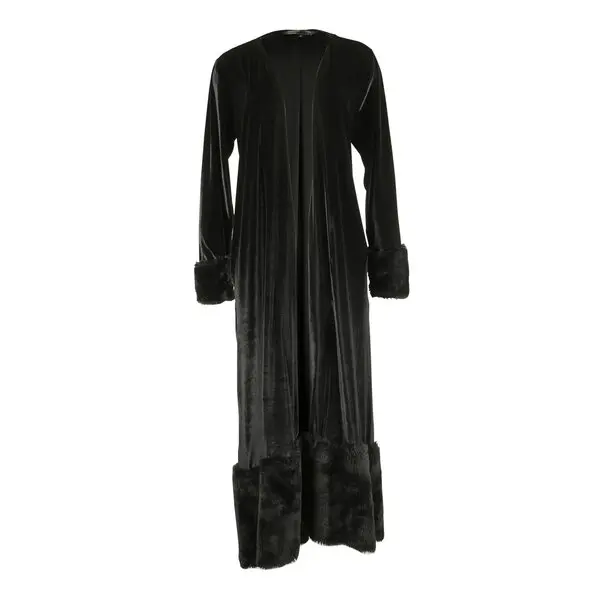 JENNAFER GRACE Velvet Faux Fur Cuff Coat