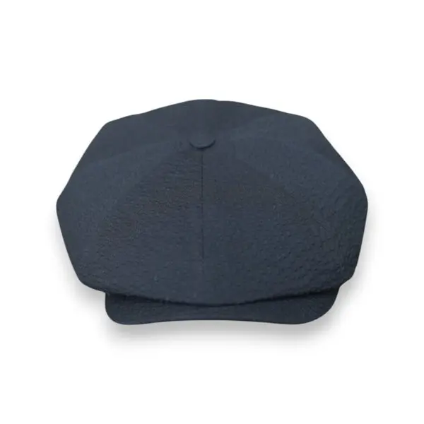 MISTER MILLER - MASTER HATTER Theo's Nights Newsboy Cap In Japanese Seersucker - Black