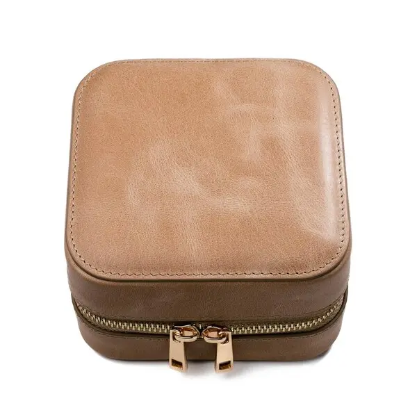 ROARCRAFT Neutrals Leather Travel Jewelry Case Beige - Beige/black