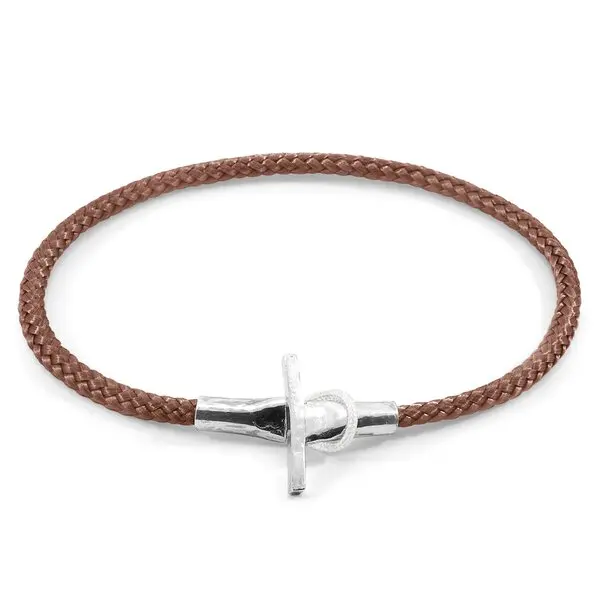ANCHOR & CREW Copper Cambridge Silver & Rope Bracelet - Pink
