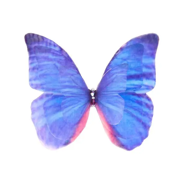 Oana Savu Silk Butterfly Hair Clip Barrette Accessory - Blue