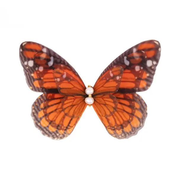 Oana Savu Silk Butterfly Hair Clip Barrette Accessory - Orange
