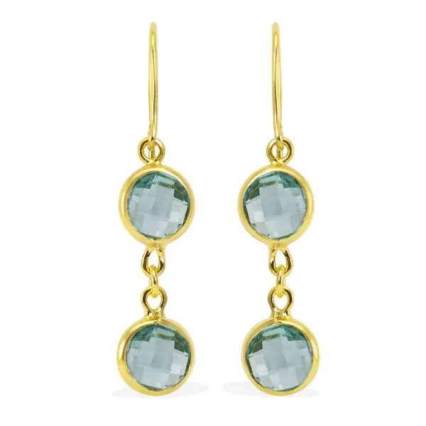 VINTOUCH ITALY Blue / Gold Positano Gold Vermeil Blue Topaz Earrings - Blue/gold