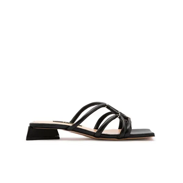 ILVI Olono Leather Heeled Slide - Black