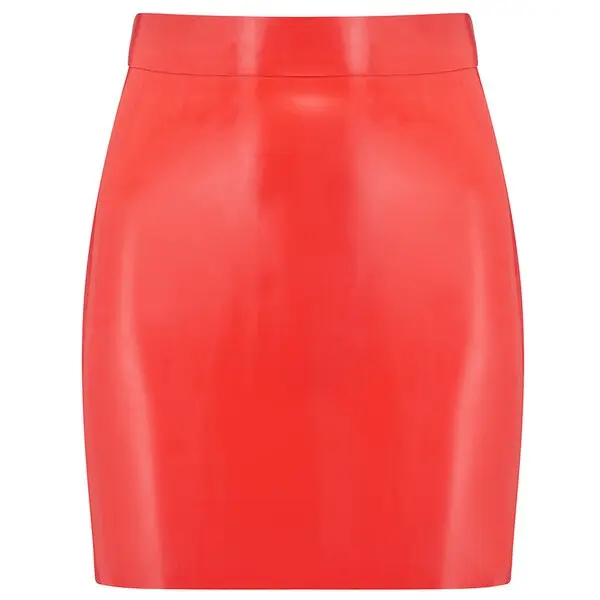 ELISSA POPPY Latex Mini Skirt - Red