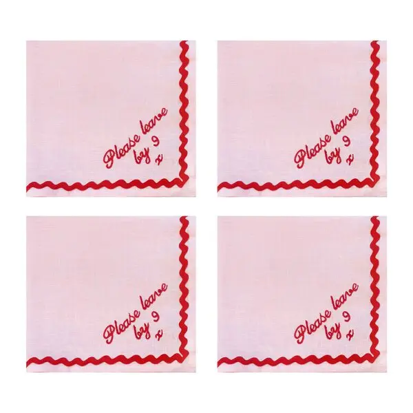 LILLY LOVES Linen Napkins, Please Leave By - Pink