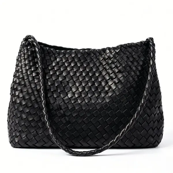 RIMINI Hand Weaving Vegan Leather Shoulder Bag 'suzy - Black
