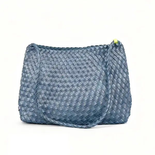 RIMINI Hand Weaving Vegan Leather Shoulder Bag 'suzy - Blue