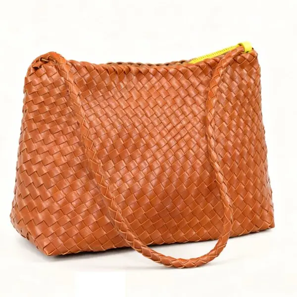 RIMINI Hand Weaving Vegan Leather Shoulder Bag 'suzy - Brown