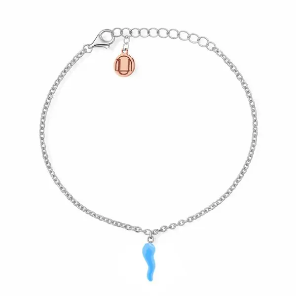 UNALOE Silver / Blue Elegant Sterling Silver Bracelet With Sky Blue Horn Pendant - Silver/blue