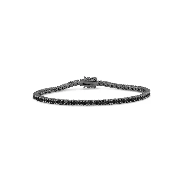 SALLY SKOUFIS Behave Bracelet With Made Cz Diamond Stimulant In Rhodium - Black