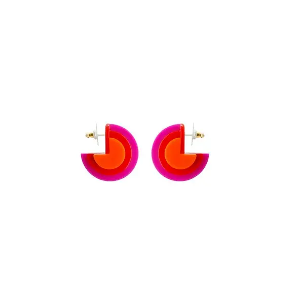 GISSA BICALHO Handmade Acrylic Earring Discs Layers - Red