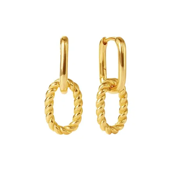 NAZZAR Gold Twist Drop Earrings - Black