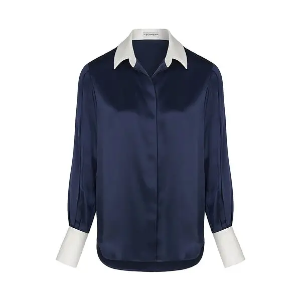 THE SUMMER EDIT Naomi Slim Fit Shirt Navy - Blue