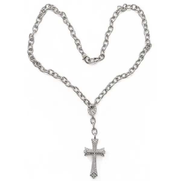 JAGGED HALO JEWELRY Cross Pendant Necklace - Silver