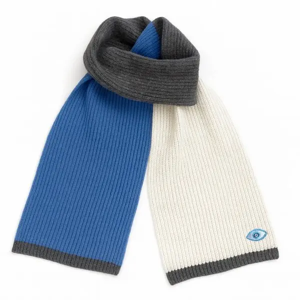BEIRA Blue / Grey Wool & Cashmere Stripe Scarf – Cool Tones - Blue/grey