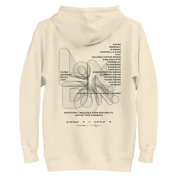ANCHOR & CREW Neutrals Natural Gustatory London Coffee Scene Cotton Blend Embroidered Hoodie - Brown