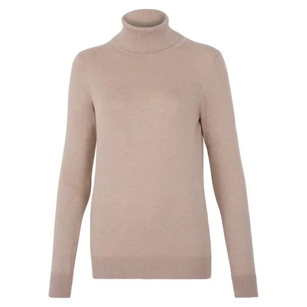 PAUL JAMES KNITWEAR Ultra Fine Cotton Terri Roll Neck Long Sleeve Jumper - Brown