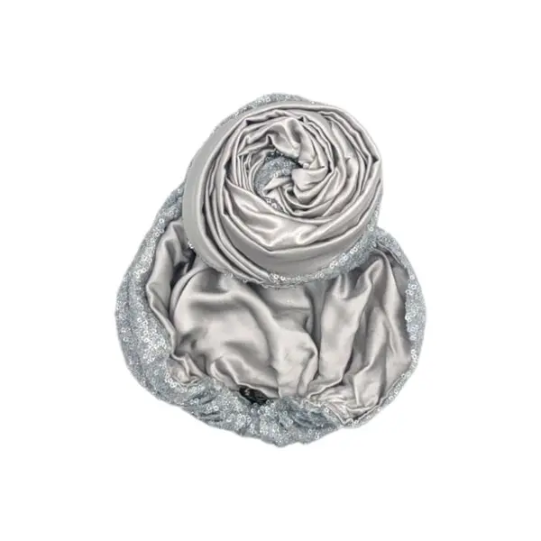 JULIA CLANCEY Edith Glitz Silk Turban - Silver
