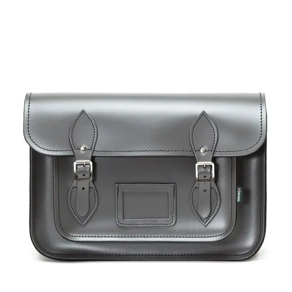 ZATCHELS Handmade Leather 16 Inch Satchel Graphite - Grey