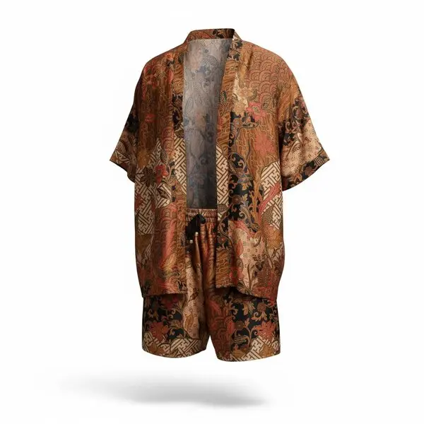 ORIGIN OF HEARTS Neutrals / Tarua Resort Kimono Co-ord Set - Red
