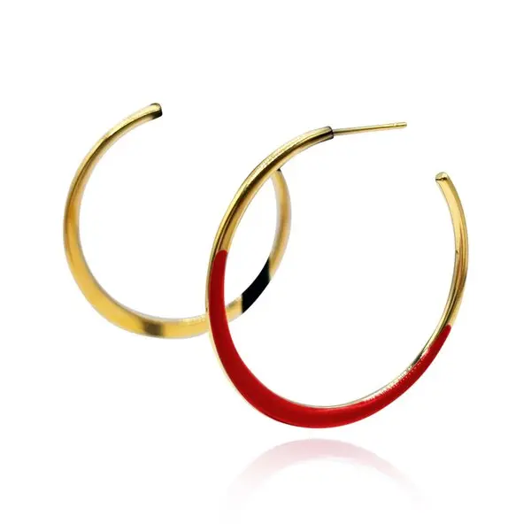 MICHAEL NASH JEWELRY Gold / Red Ellery Gold And Red Enamel Hoop Earrings - Gold/red