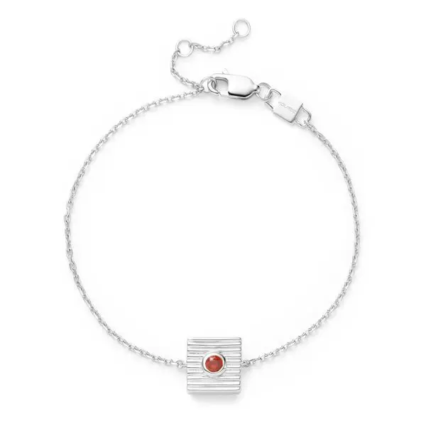 KOUREE Braver Than You Think' Fixed Charm Bracelet Sterling With Hessonite Garnet - Silver