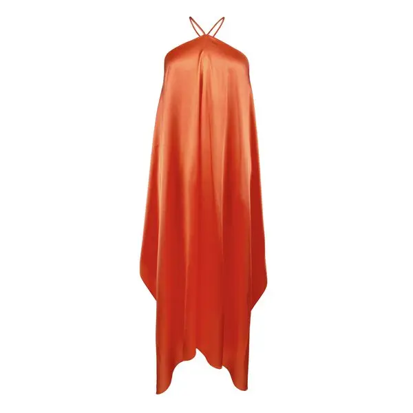SASHA LA MER Alexandra Silk Dress, Color Flame - Orange