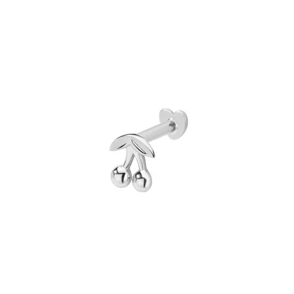 VANCHI 14k Solid White Gold Cherry Flat Back Stud