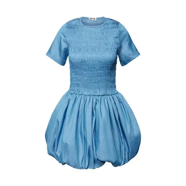 AMY LYNN Eleanor Lyocell Chambray Ultra Mini Puffball Dress - Blue