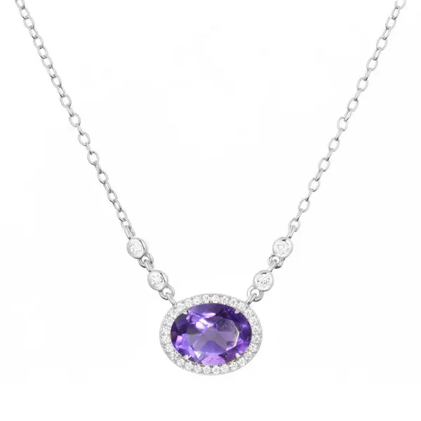 KAMARIA Aura Purple Amethyst Gemstone Necklace - Silver