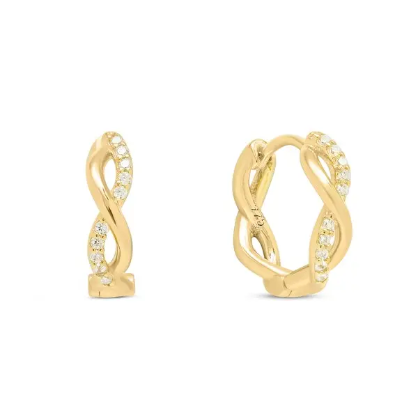 ESTERAH Pavé Twist Huggie Hoops - Gold