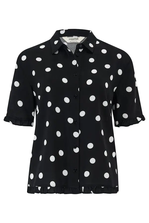 SUGARHILL BRIGHTON Skylar Shirt, Monochrome, Polka Dot - Black