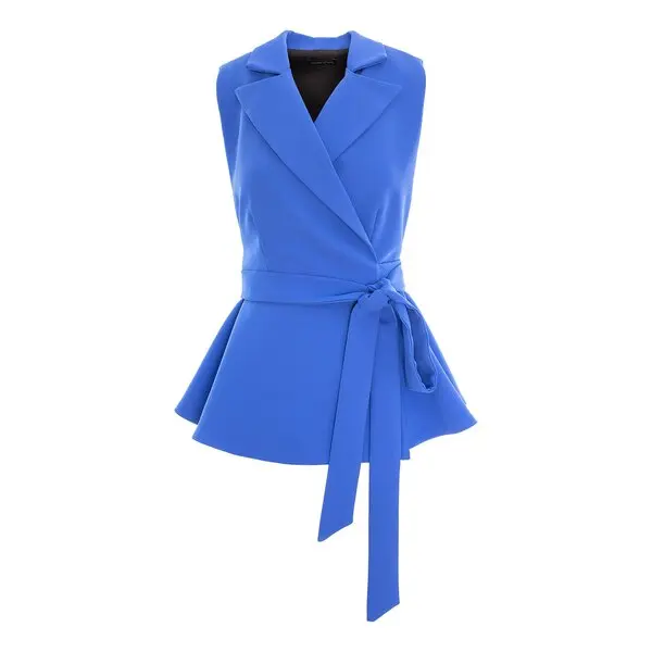 CONCEPT A TROIS Short Vest, Side Over Side Royal - Blue
