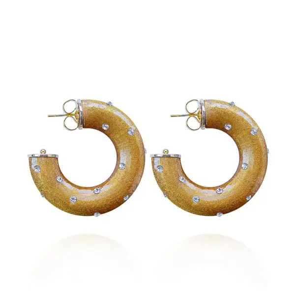 SAULE LABEL Alba Hoops In Jet Ray - Gold